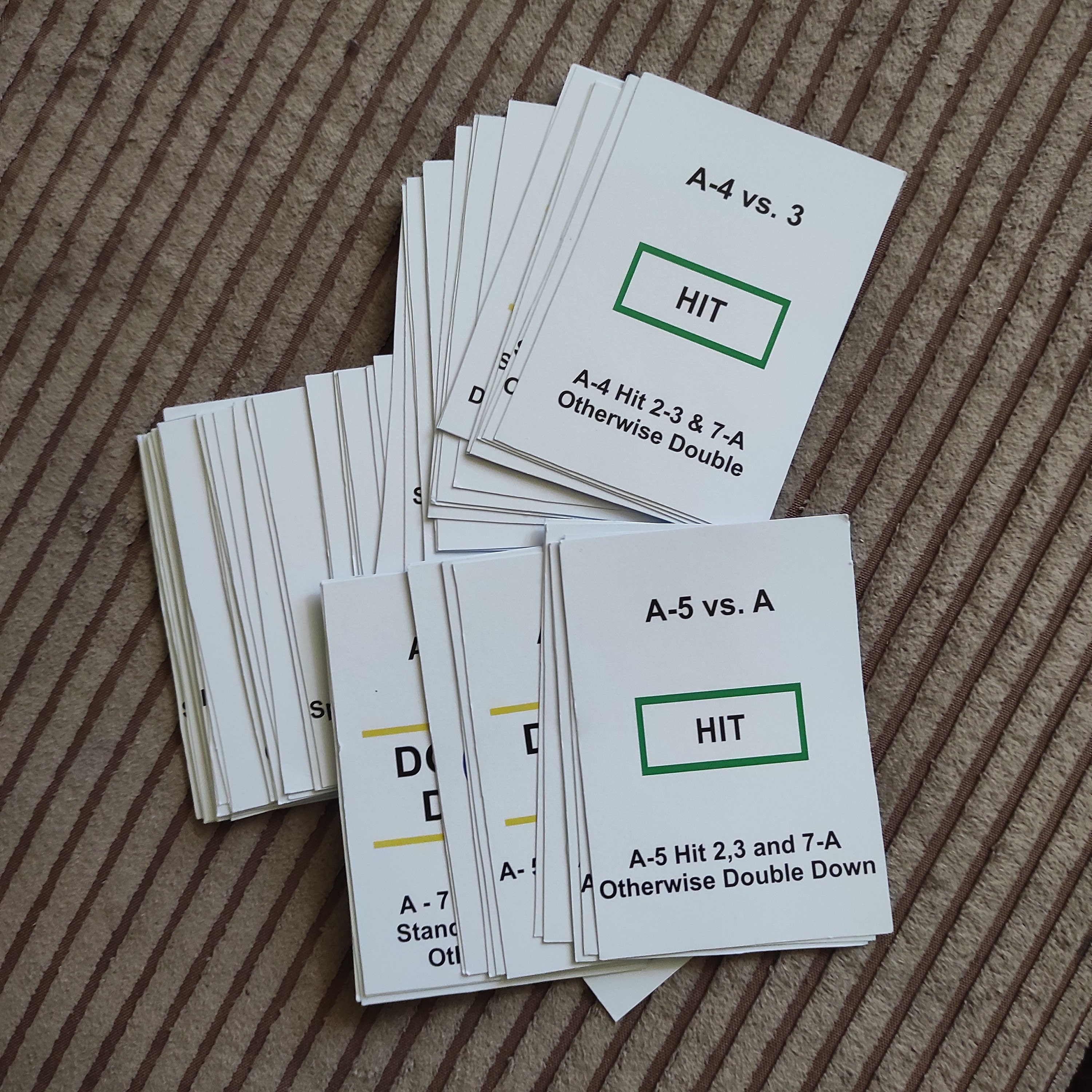 Blackjack Basic Strategy Flashcards: Printable Full Color (PDF Download ...