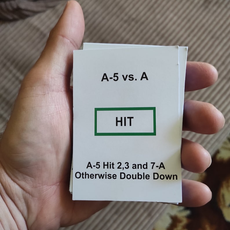 Blackjack Basic Strategy Flashcards: Printable Full Color (PDF Download ...