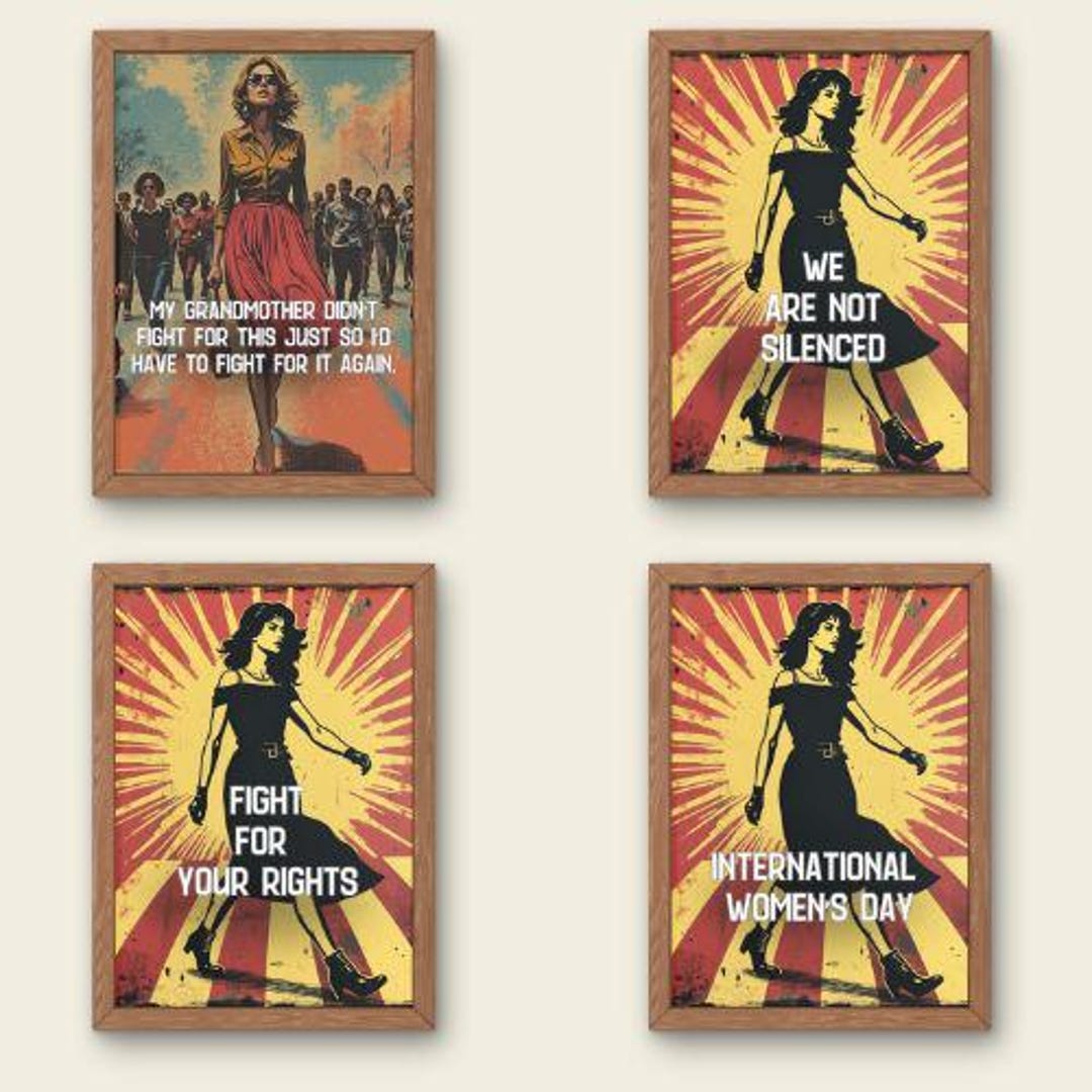 Bundle - Vintage Feminist Protest Posters - Retro Women’s Rights - Pro ...