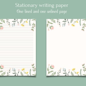 Whimsical Wildflower Watercolor Border Stationary Writing Paper Instant ...