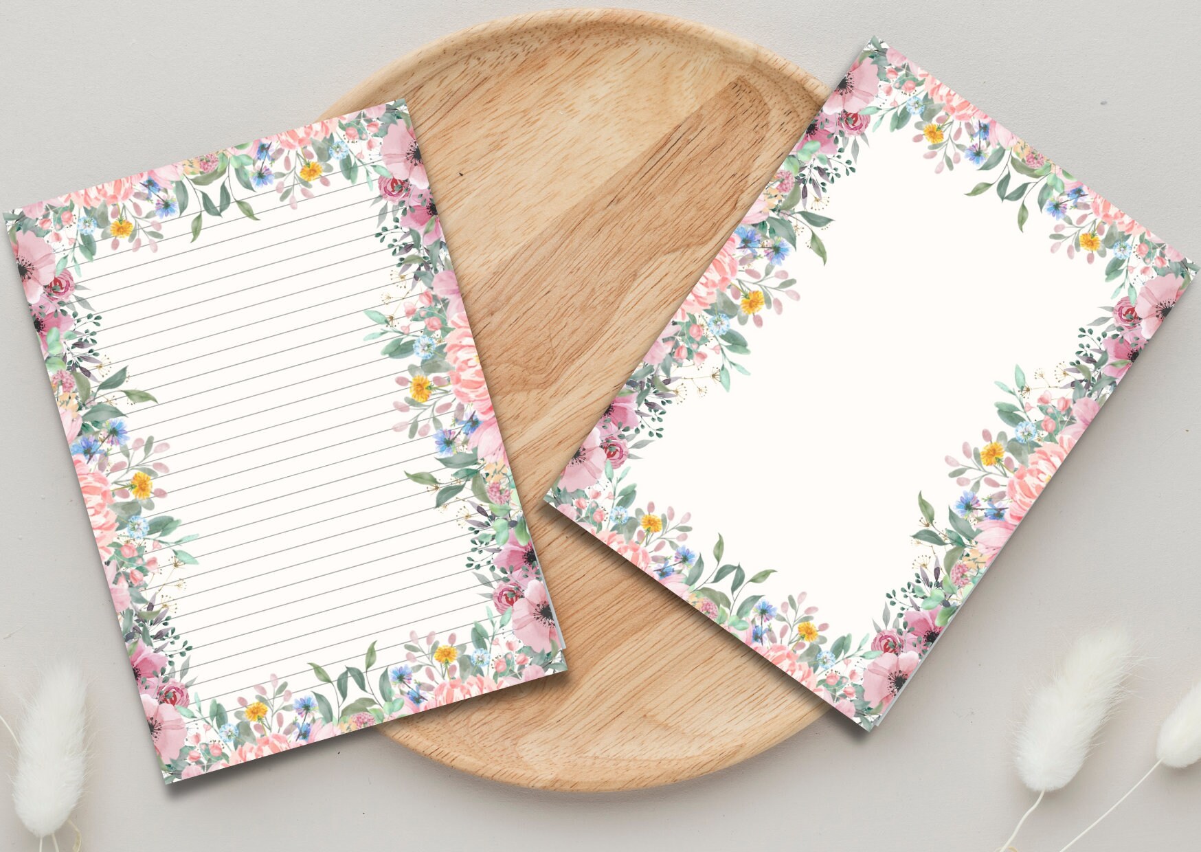 Floral Frame Watercolor Border Stationary Writing Paper Instant ...