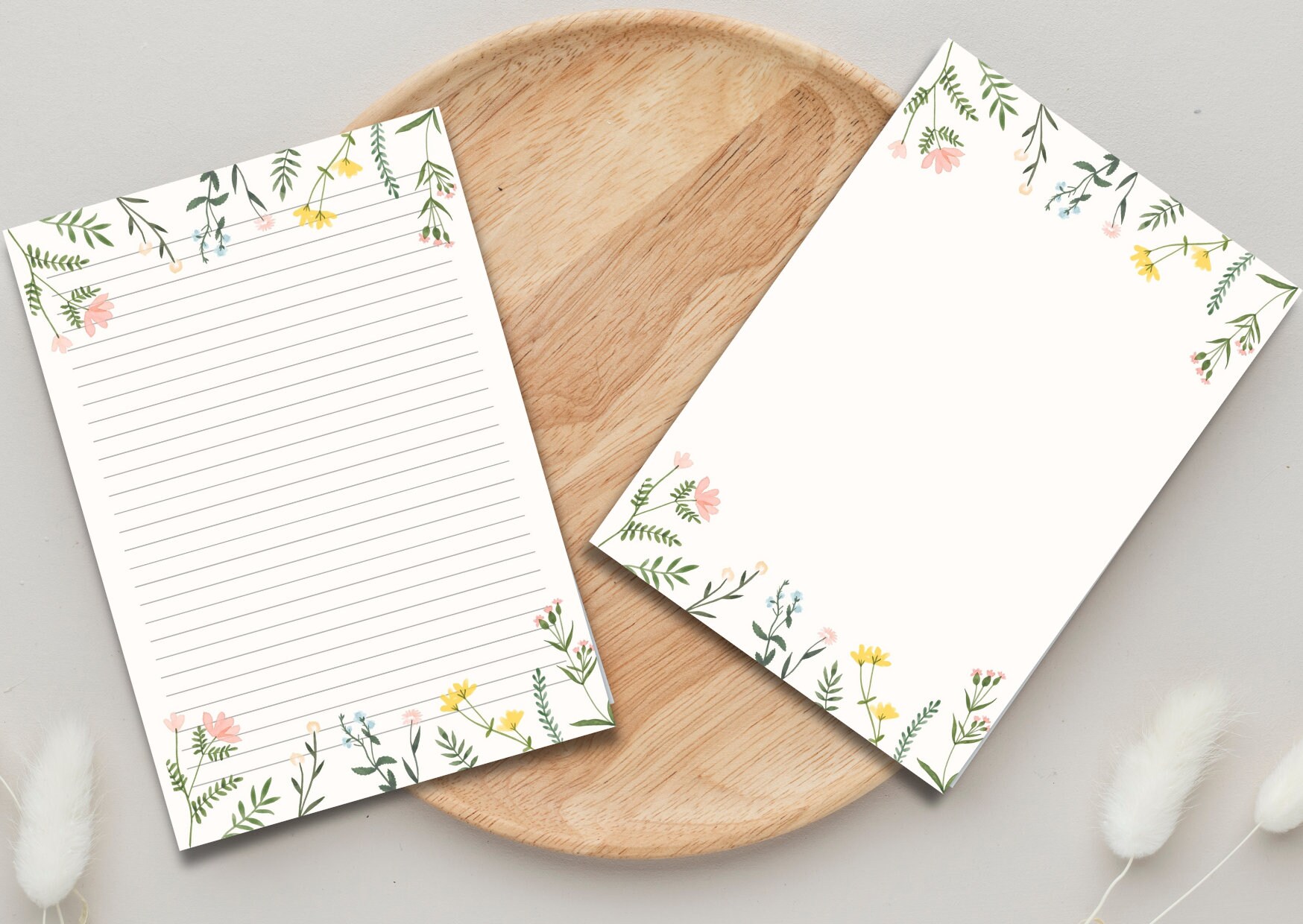 Whimsical Wildflower Watercolor Border Stationary Writing Paper Instant ...