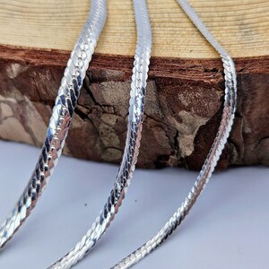 925 Sterling Silver Flat Snake Chain Necklace - Etsy
