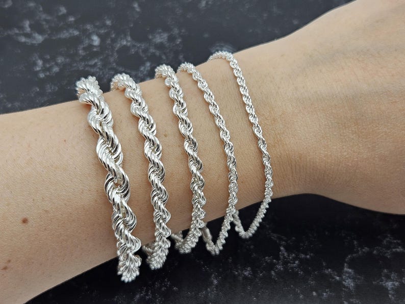 Handmade Sterling Silver Rope Bracelet: Real Silver Chain - Etsy