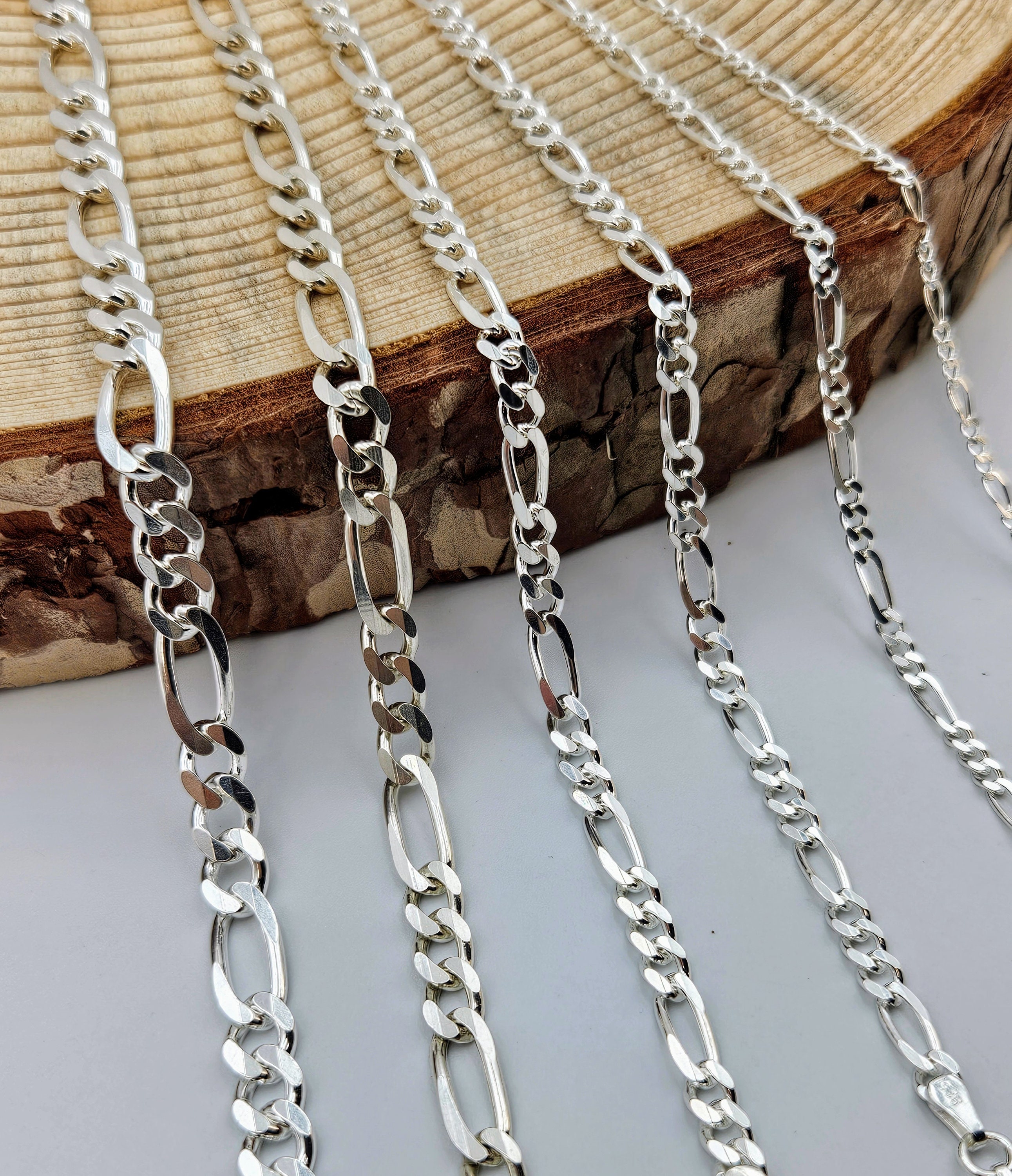 925 Sterling Silver Figaro Chain Necklace, Solid Silver Chain Necklace ...