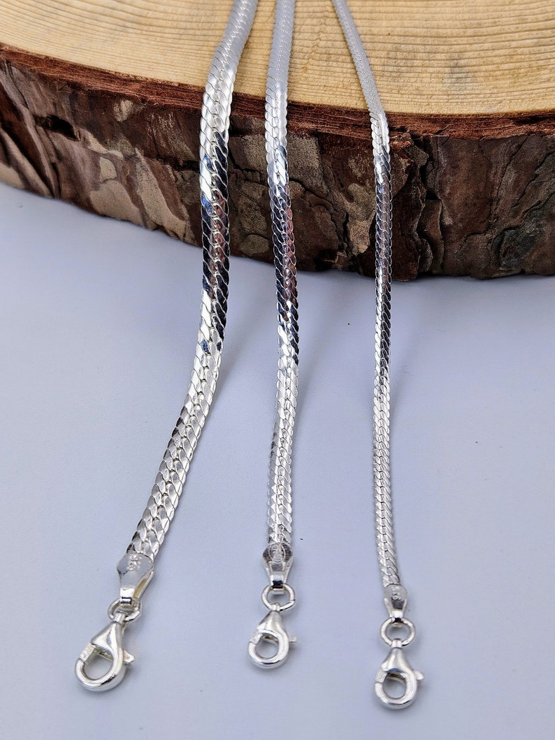 925 Sterling Silver Flat Snake Chain Necklace - Etsy