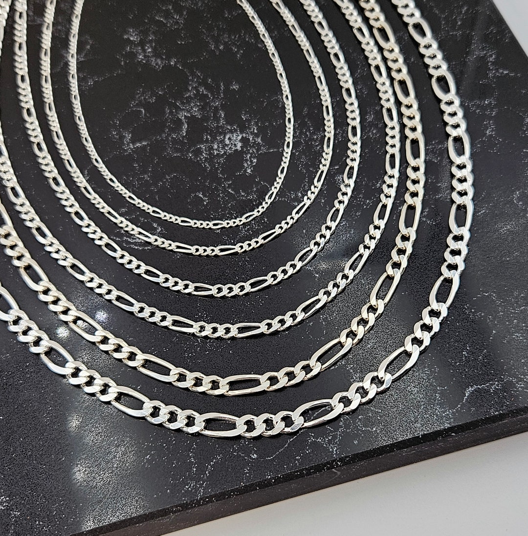 925 Sterling Silver Figaro Chain Necklace, Solid Silver Chain Necklace ...