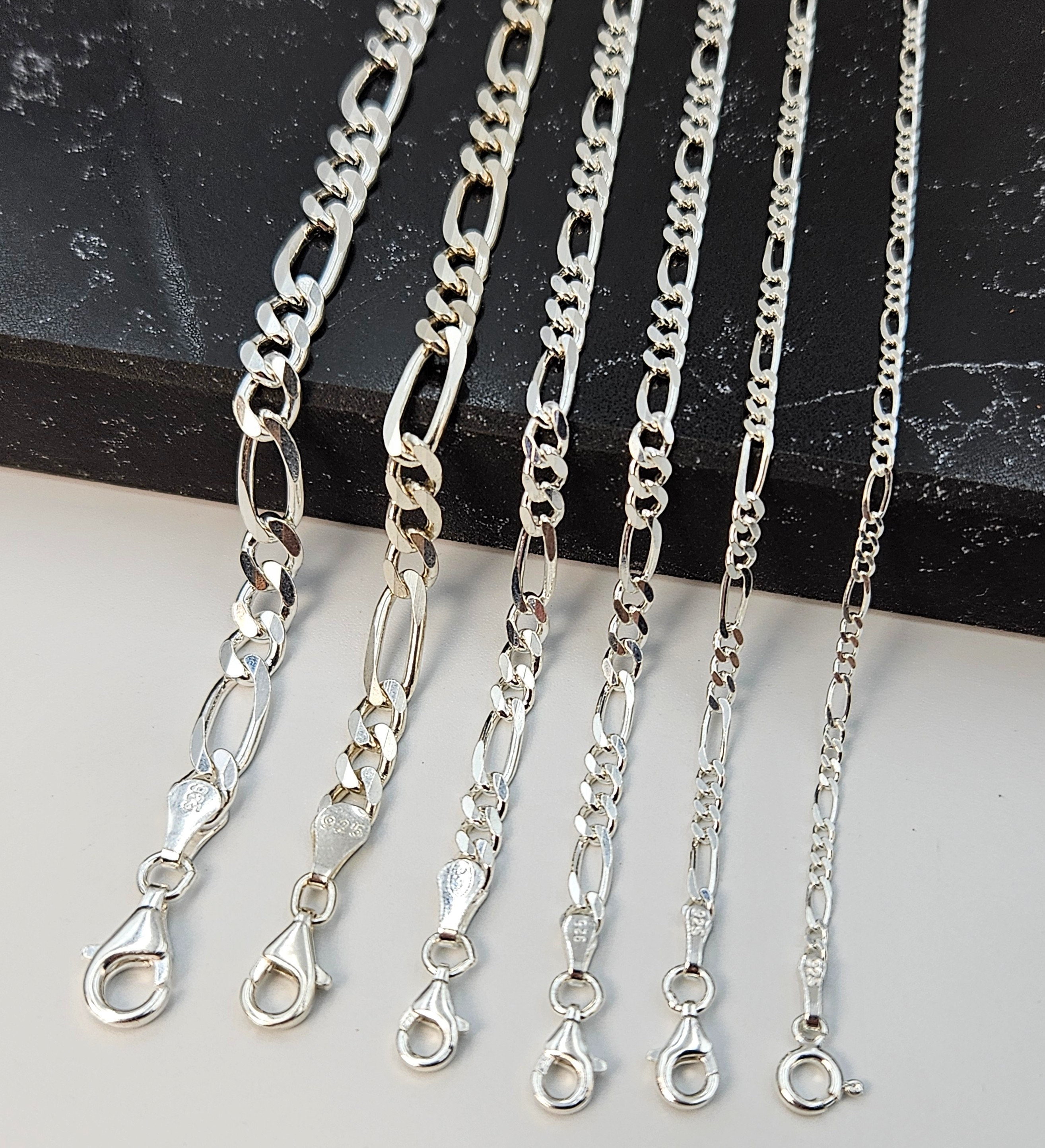 925 Sterling Silver Figaro Chain Necklace, Solid Silver Chain Necklace ...