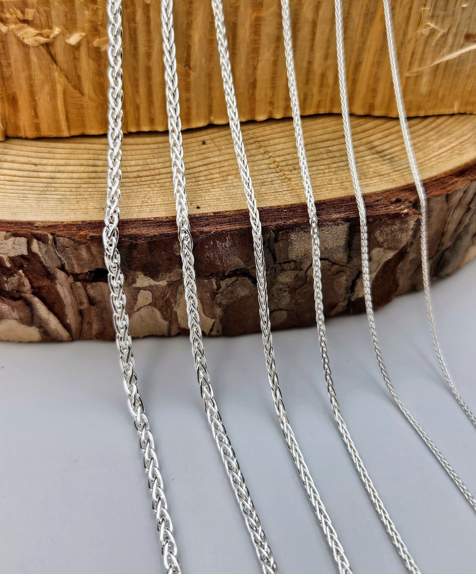 Sterling Silver Spiga Wheat Chain Necklace: Pendant Chain - Etsy