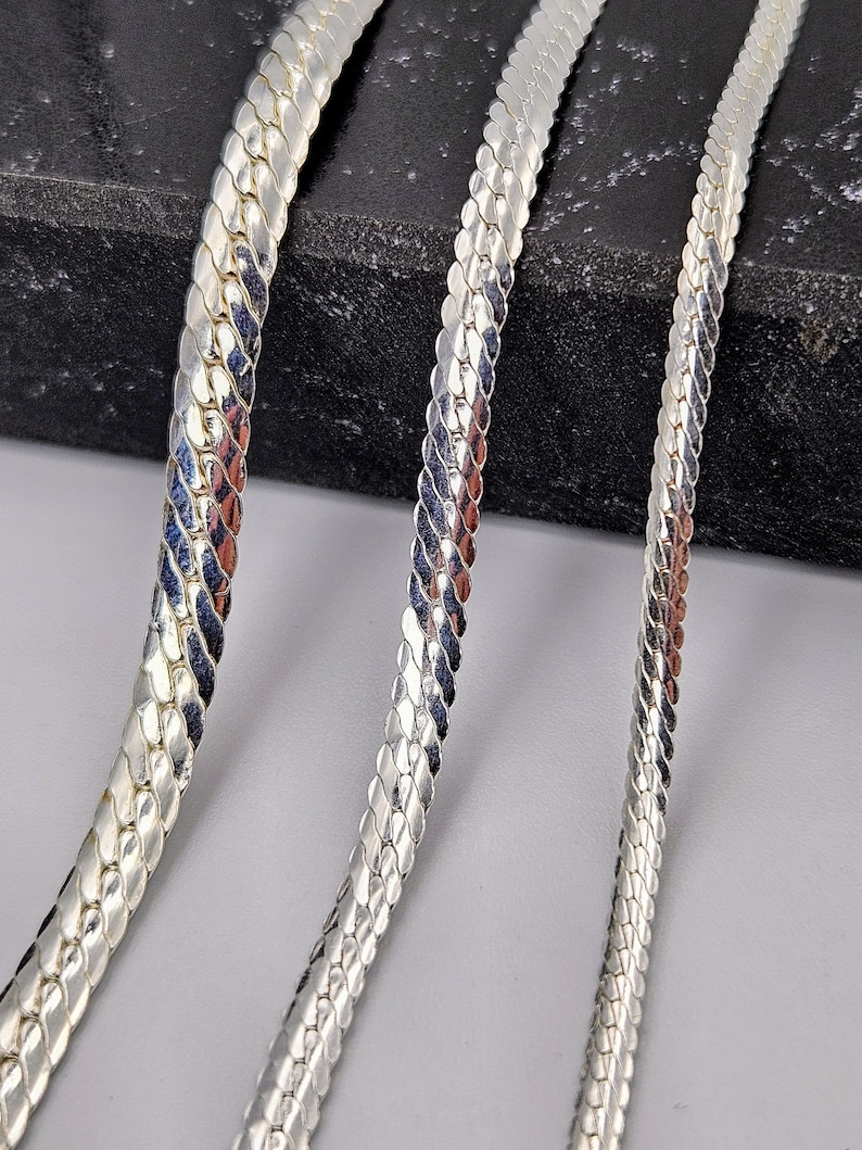 925 Sterling Silver Flat Snake Chain Necklace - Etsy