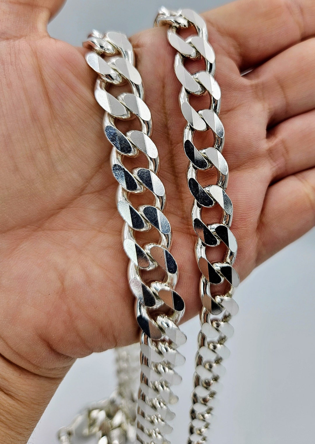 925 Sterling Silver Curb Chain, Solid Curb Necklace, 11mm,13 Mm Curb ...