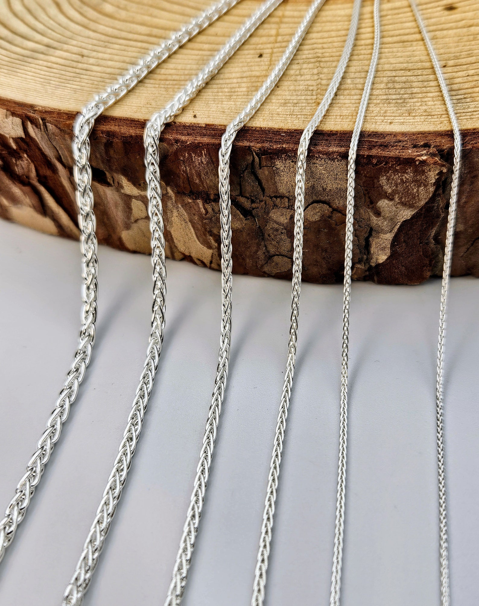 Sterling Silver Spiga Wheat Chain Necklace: Pendant Chain - Etsy