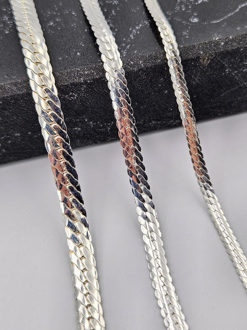925 Sterling Silver Flat Snake Chain Necklace - Etsy