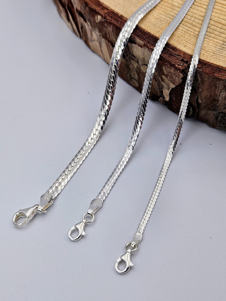 925 Sterling Silver Flat Snake Chain Necklace - Etsy