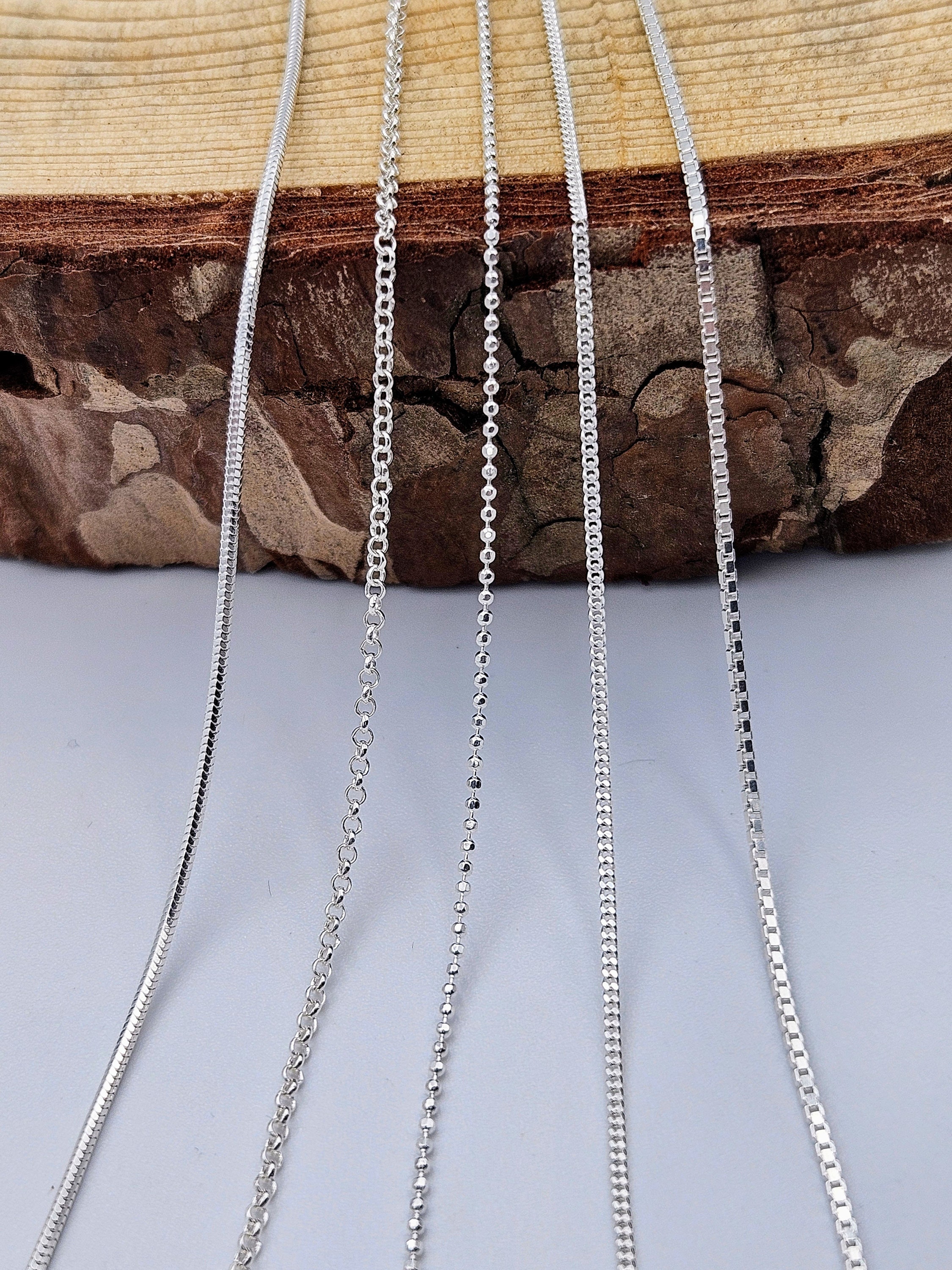 Silver Chain Necklace, 925 Sterling Silver, Snake,rolo,ball Silver Chain Necklace, 925 Sterling Silver, Snake,rolo,ball