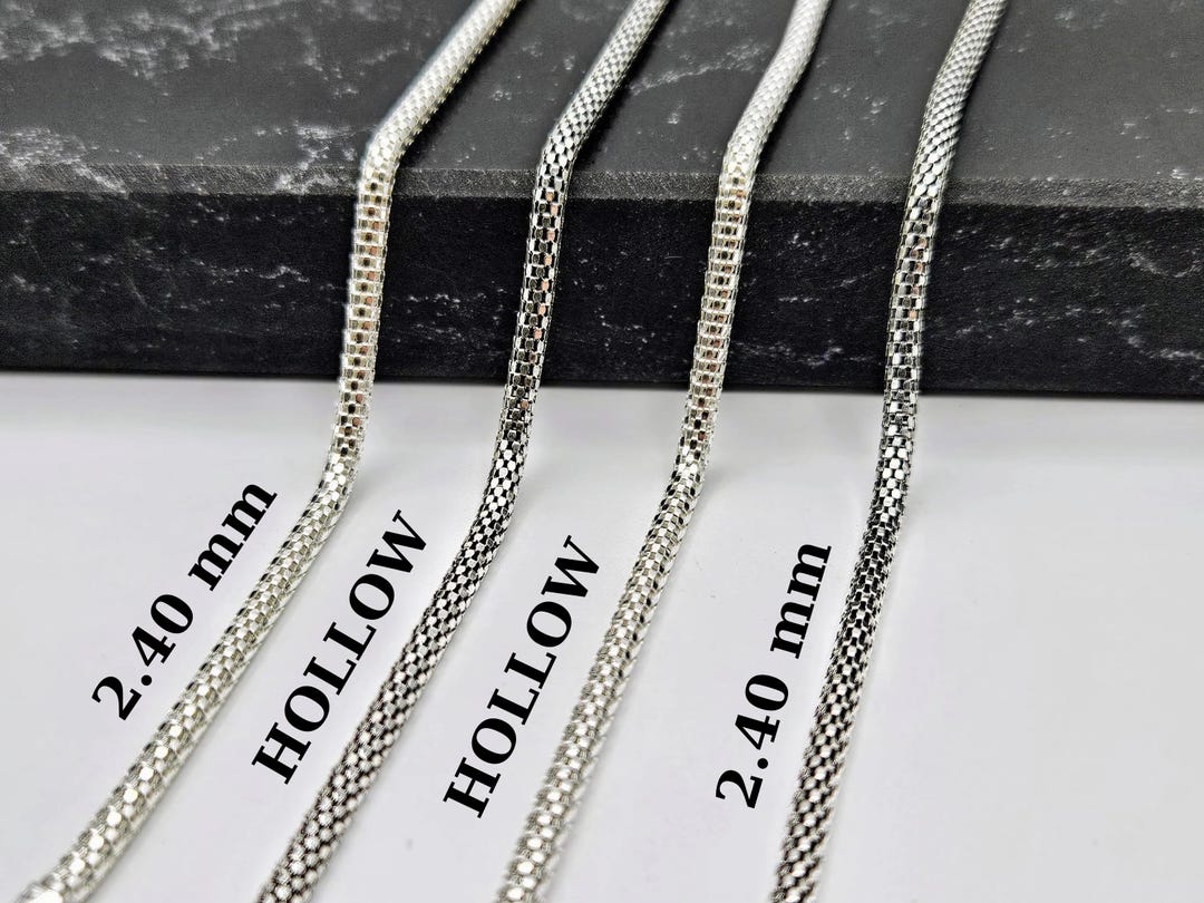 Silver Chain Necklace, 925 Sterling Silver Hollow Snake Chain, Chain ...