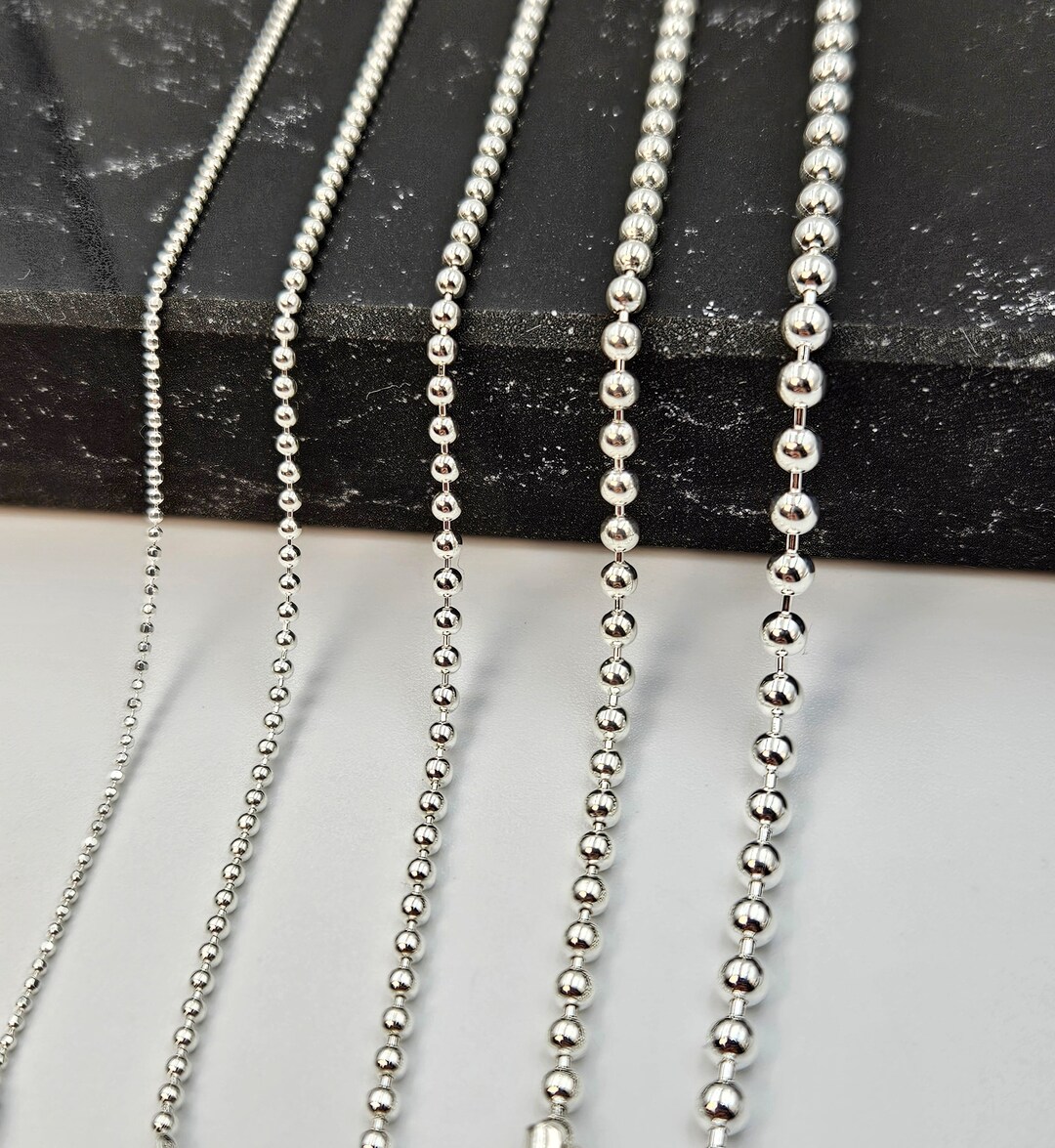 Sterling Silver Ball Bead Chain Necklace: Dainty Boho Style - Etsy