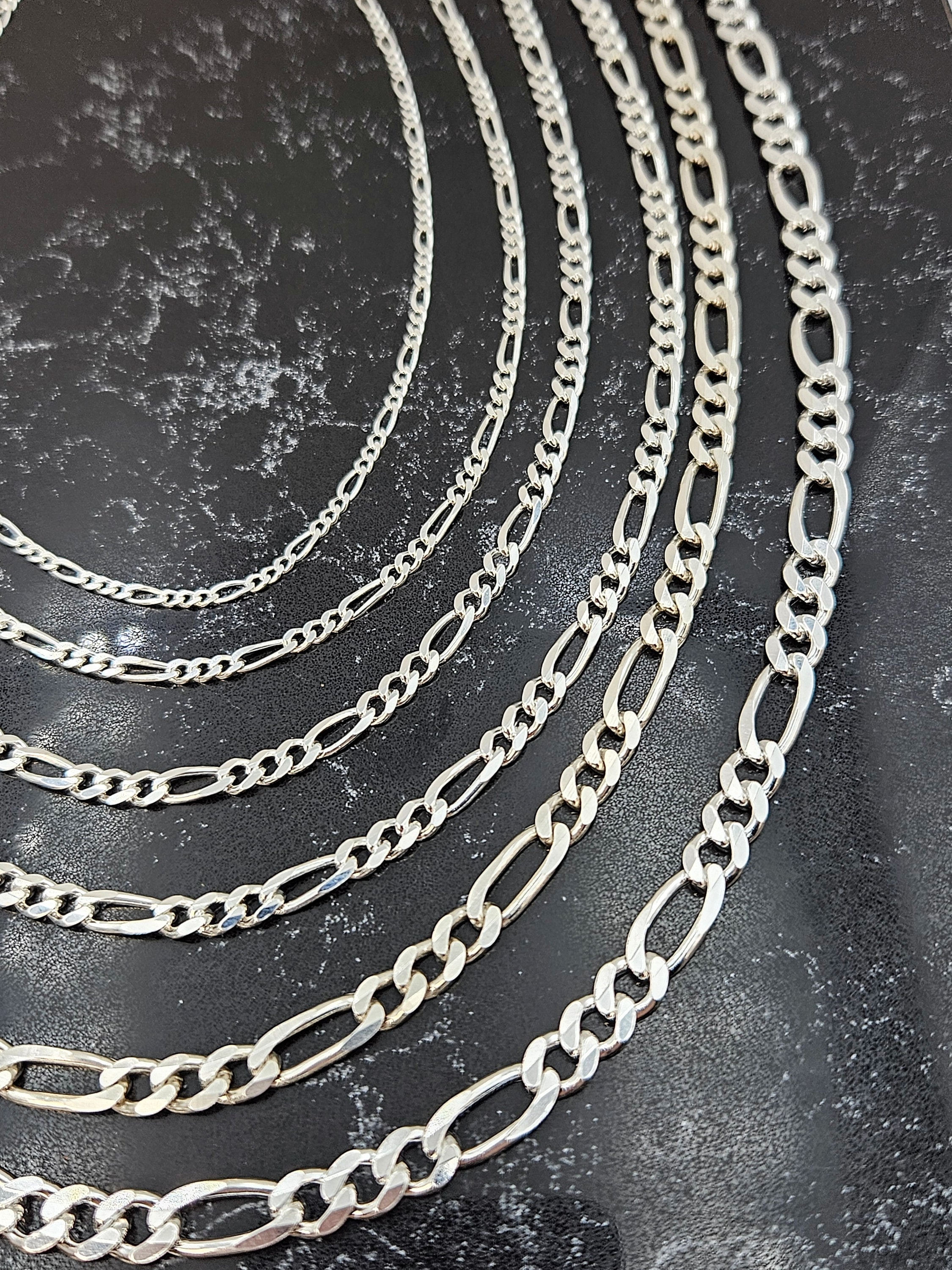 925 Sterling Silver Figaro Chain Necklace, Solid Silver Chain Necklace ...