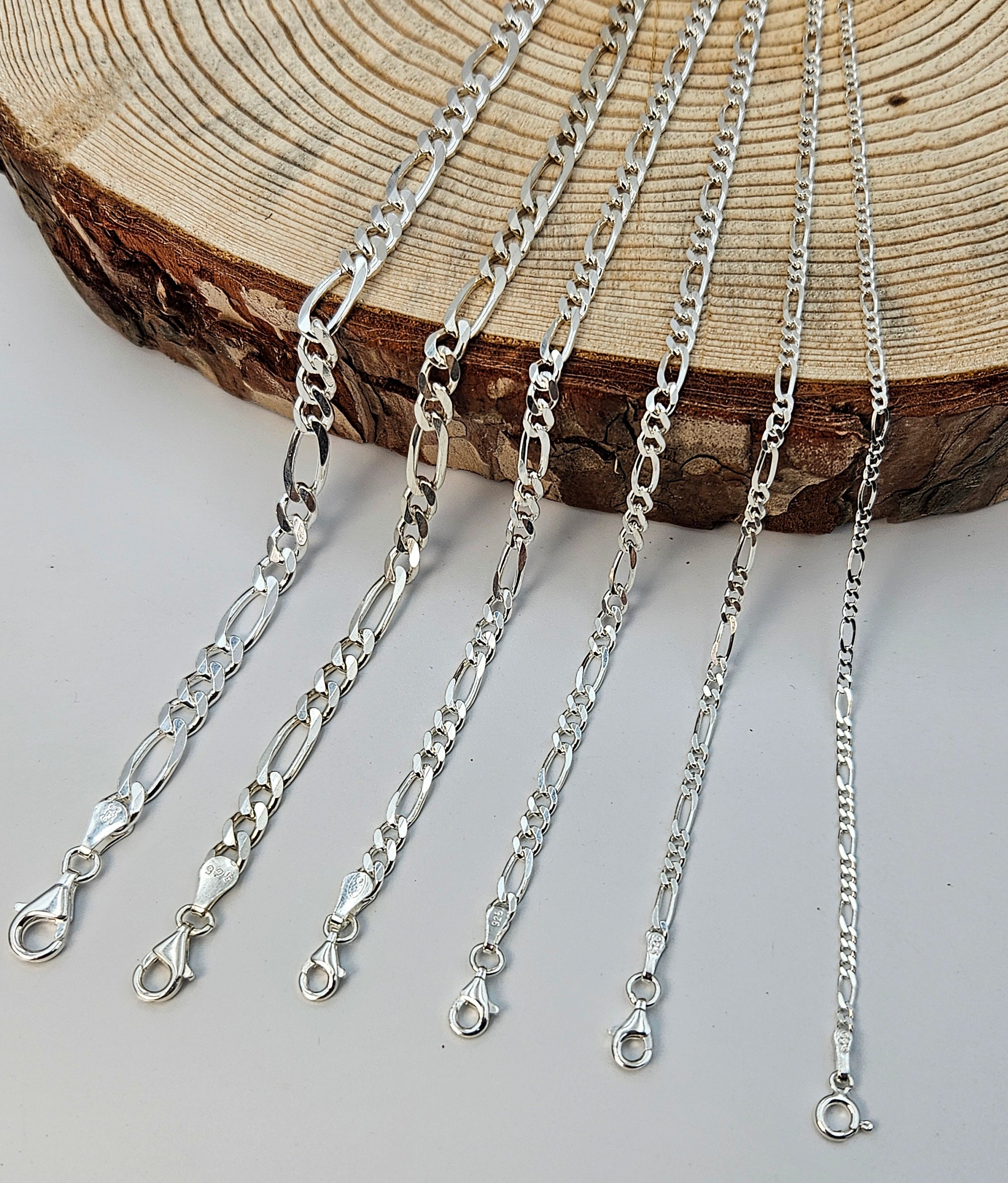 925 Sterling Silver Figaro Chain Necklace, Solid Silver Chain Necklace ...