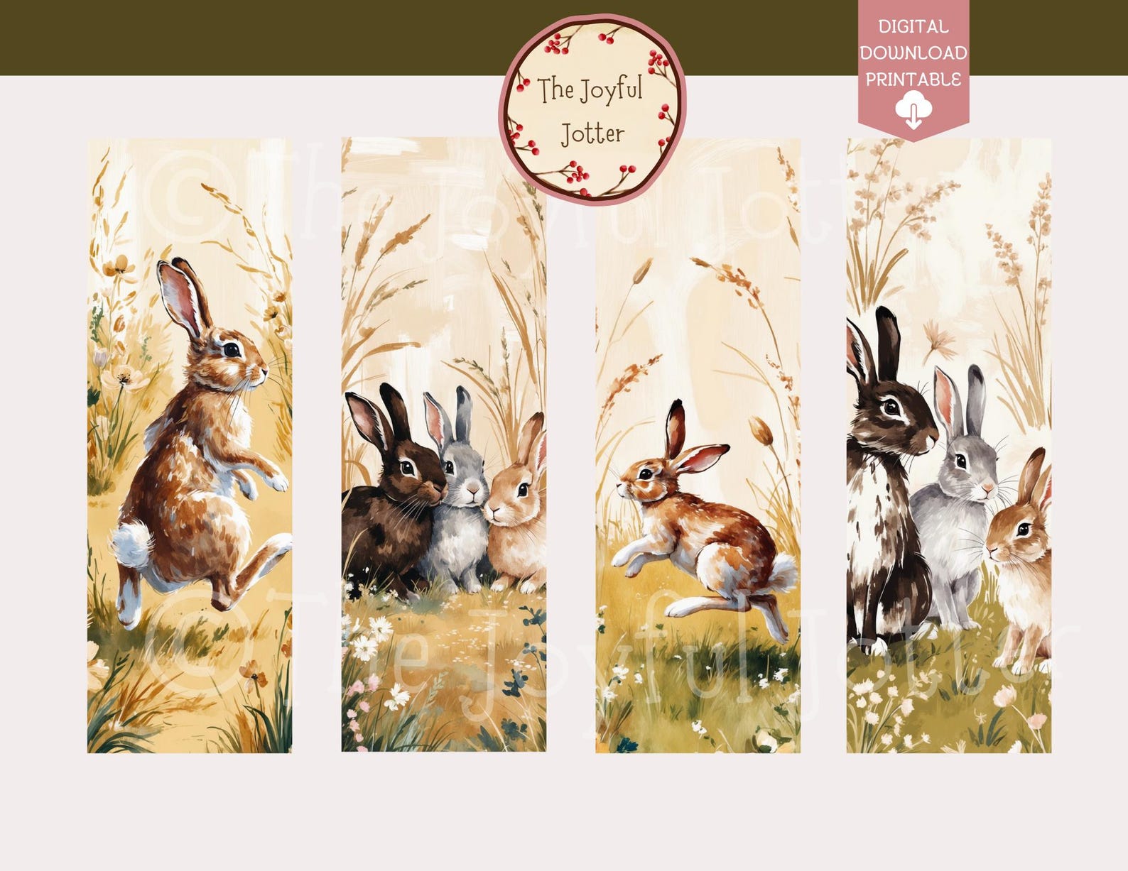 Rabbit Lovers Bookmarks Reader Bunny Digital Printable Bookmarks ...
