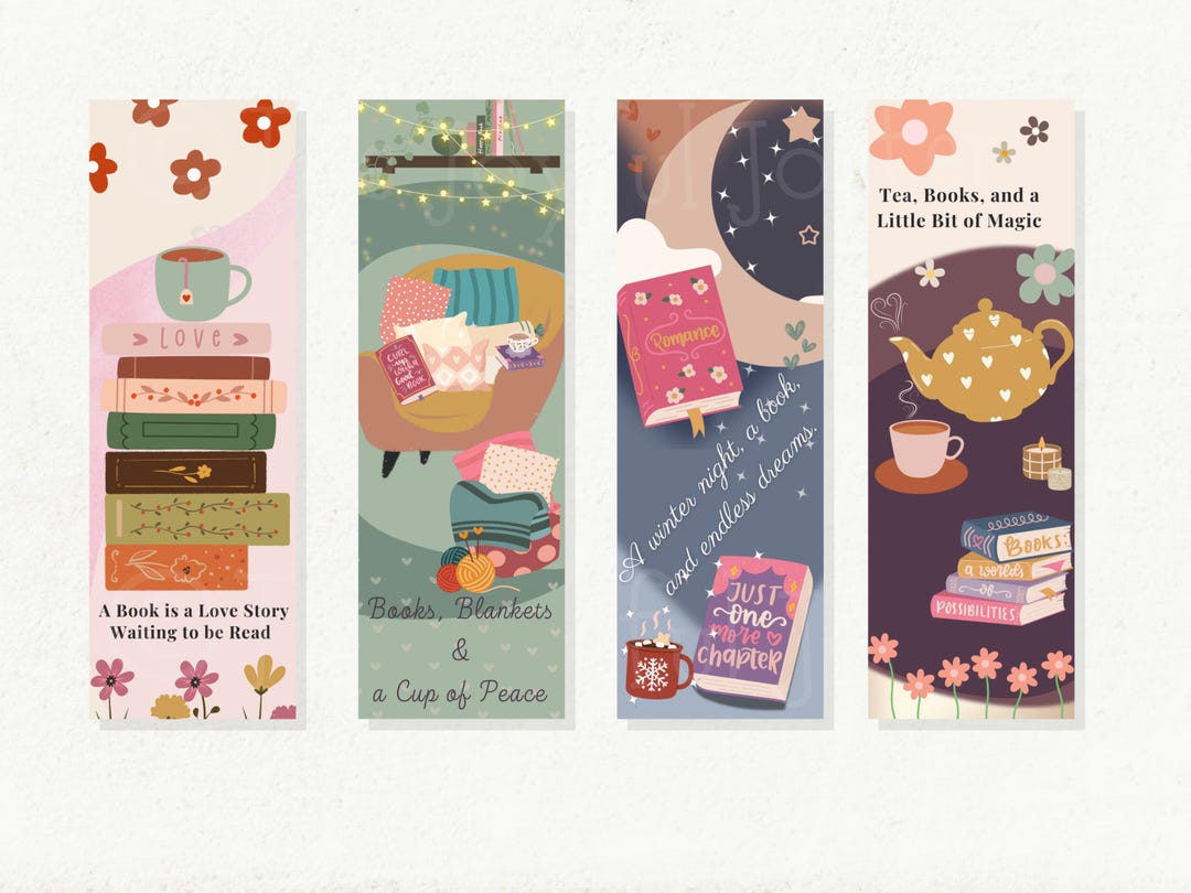 Cozy Bookmarks Set | Printable Digital Bookmarks | Aesthetic Book Lover ...