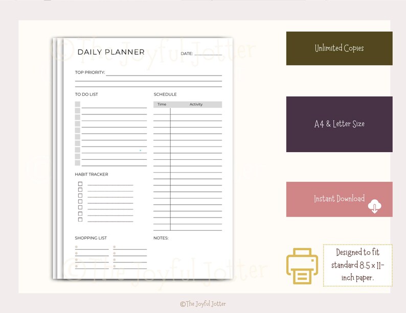 Printable to Do List | Daily Planner Task List Template | A4 & Letter ...