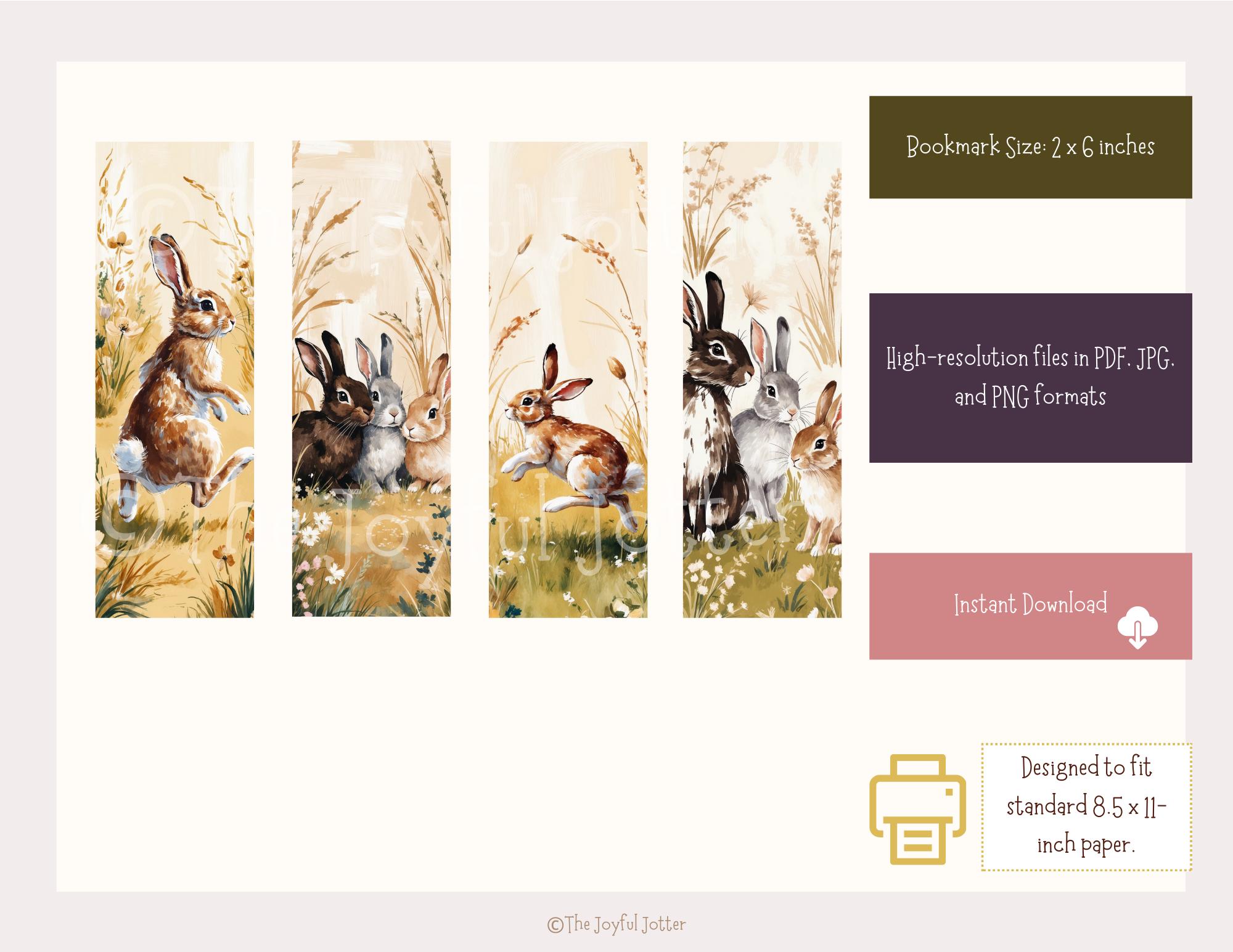 Rabbit Lovers Bookmarks Reader Bunny Digital Printable Bookmarks ...