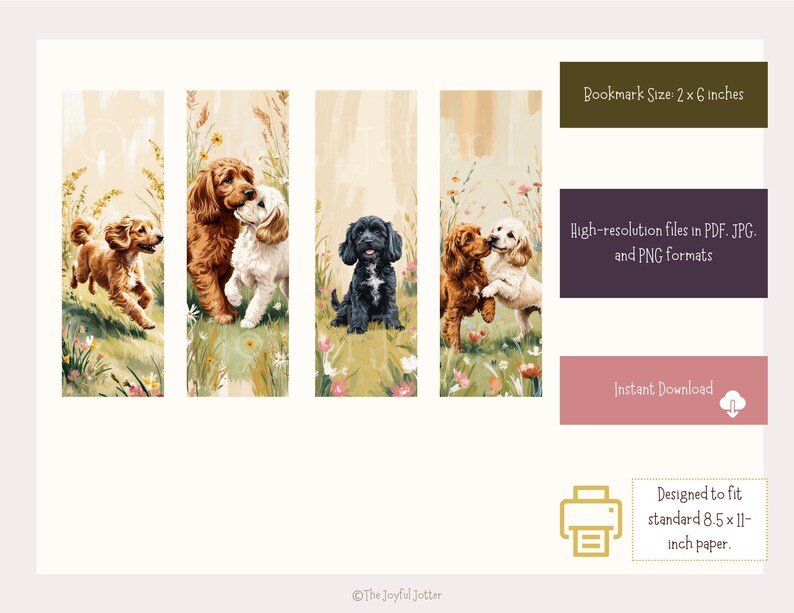 Cockapoo Dog Lovers Bookmarks Dog Reader Digital Printable Bookmarks ...