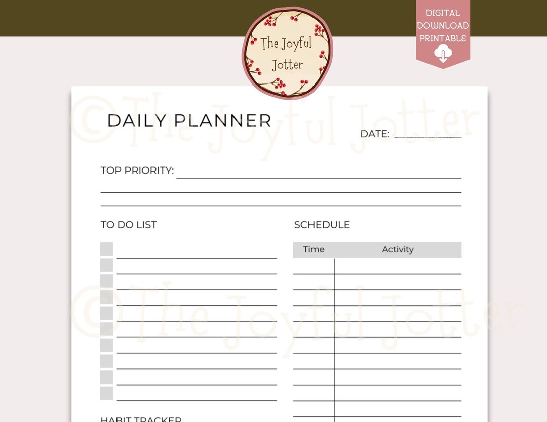 Printable to Do List | Daily Planner Task List Template | A4 & Letter ...