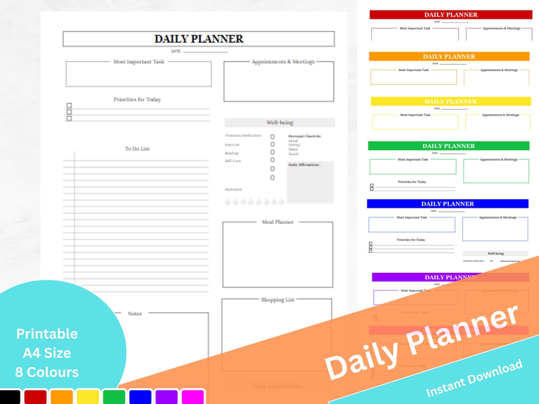 Printable to Do List Daily Planner Task List Template A4 PDF Checklist ...