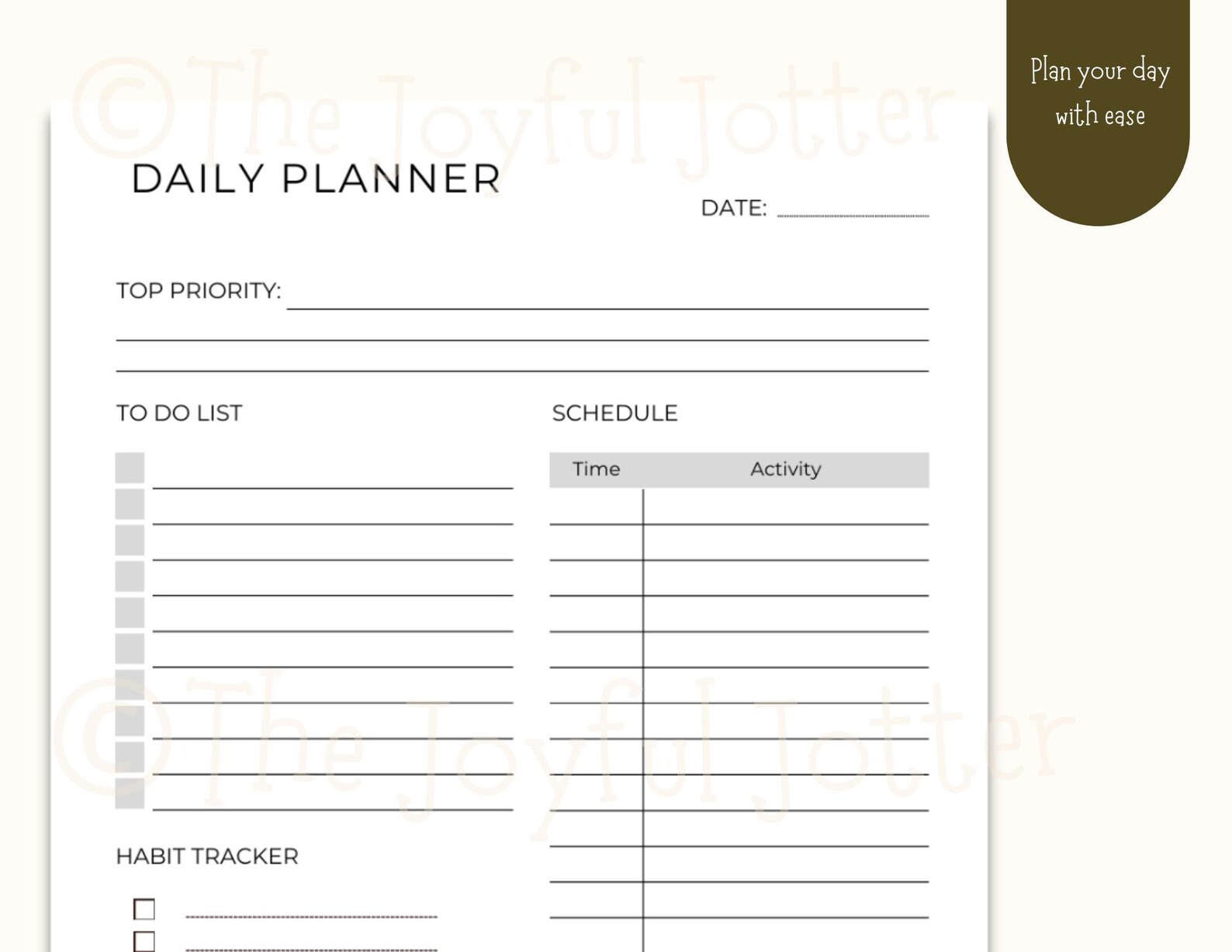 Printable to Do List | Daily Planner Task List Template | A4 & Letter ...