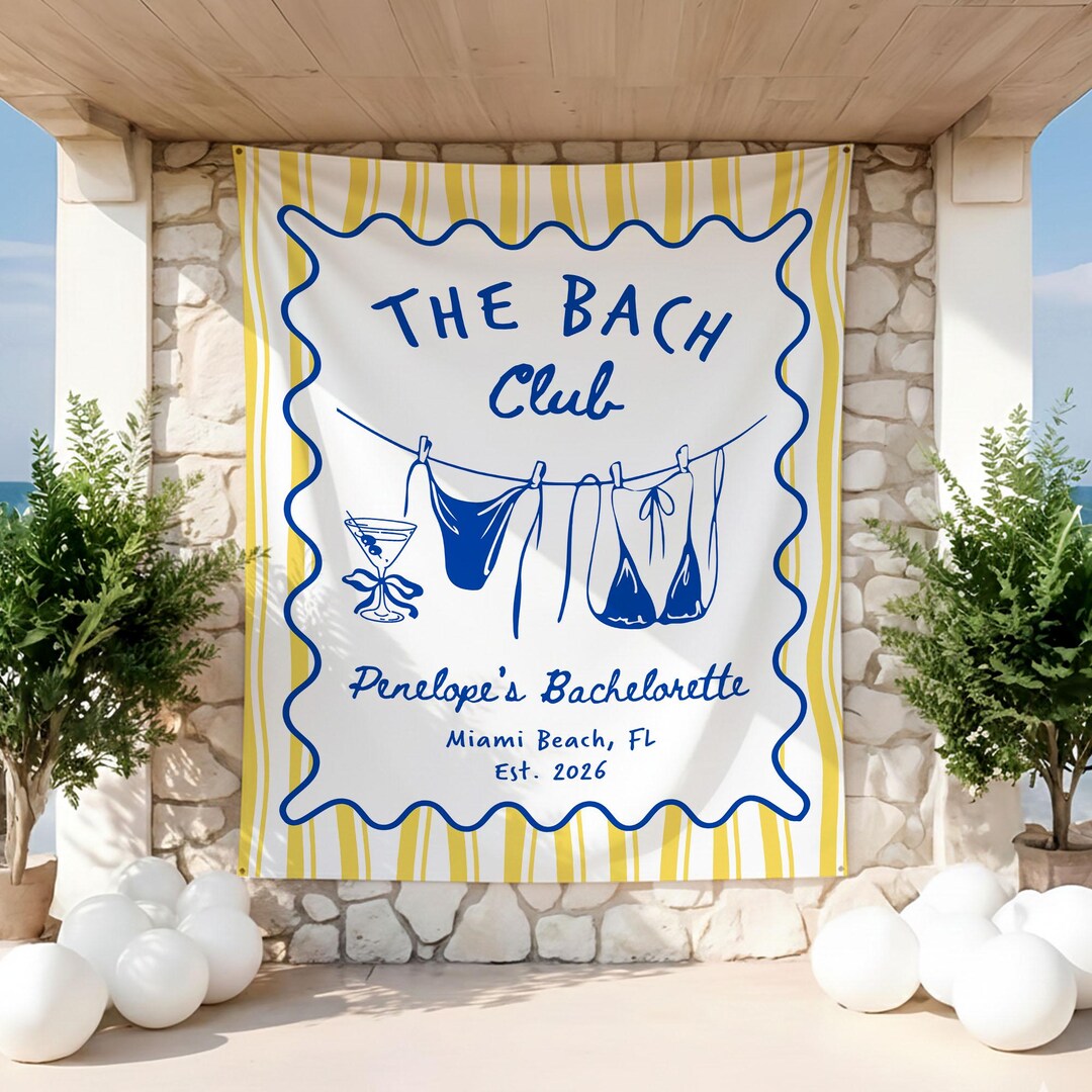 Personalized the Bach Club Tapestry, Custom Bachelorette Party Banner ...