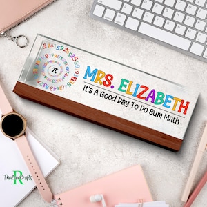 Personalized Math Teacher Desk Name Plate, Teacher Name Plate ...