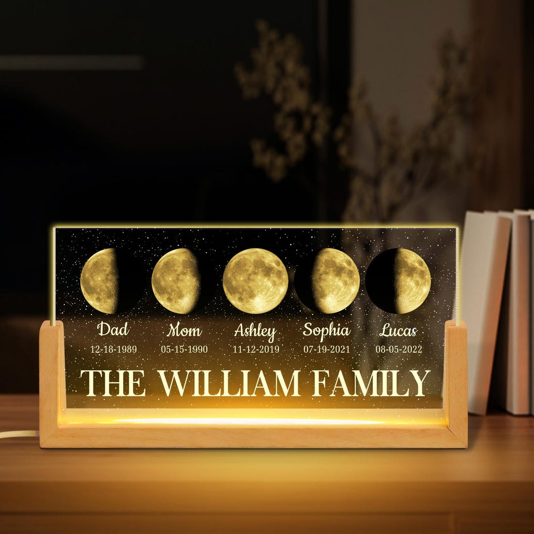 Personalized Family Moon Phase by Date Gift, Personalised Dad Mom Moon ...