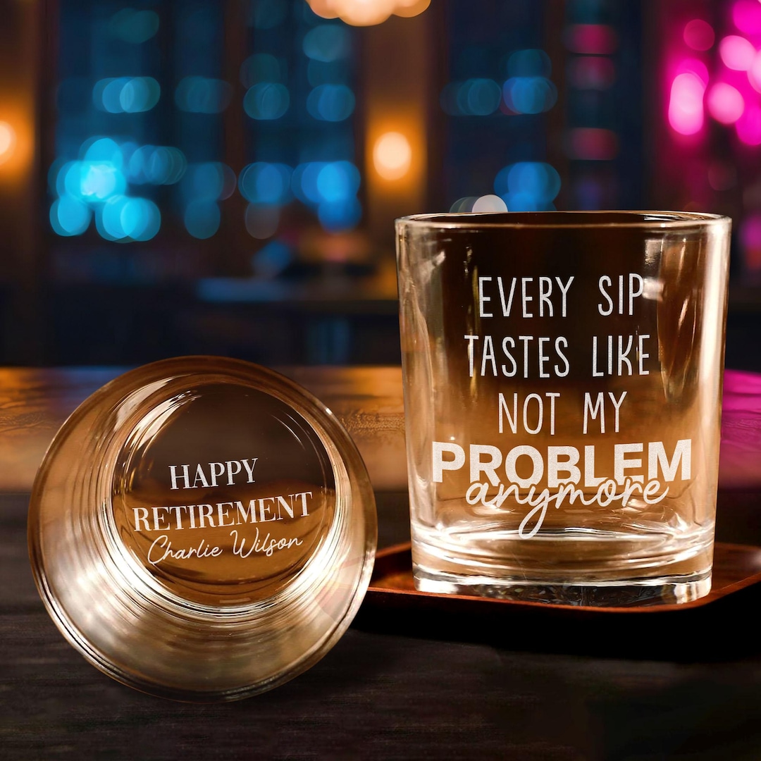 Retirement Gifts for Men, Engraved Retirement Whiskey Glass Gift ...
