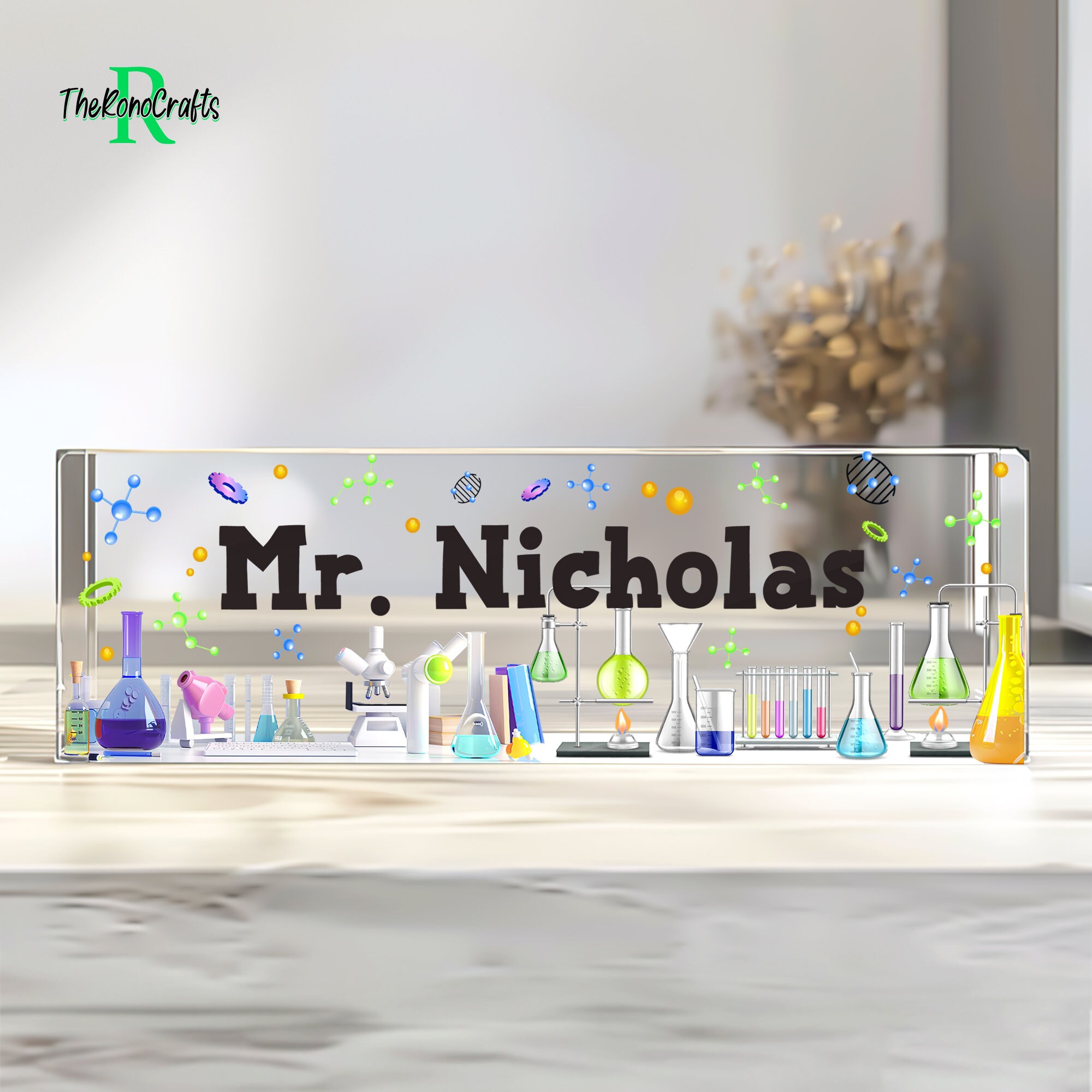 Science Lab Teacher Sign, Personalized Teacher Desk Name Plate ...