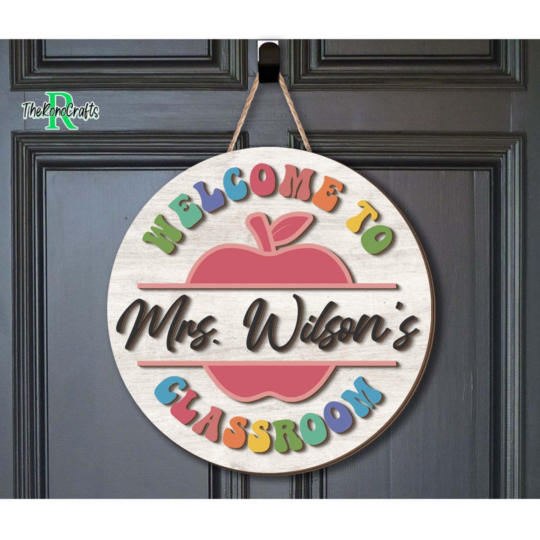 Personalized 3D Teacher Door Hanger, Custom Classroom Welcome Sign ...