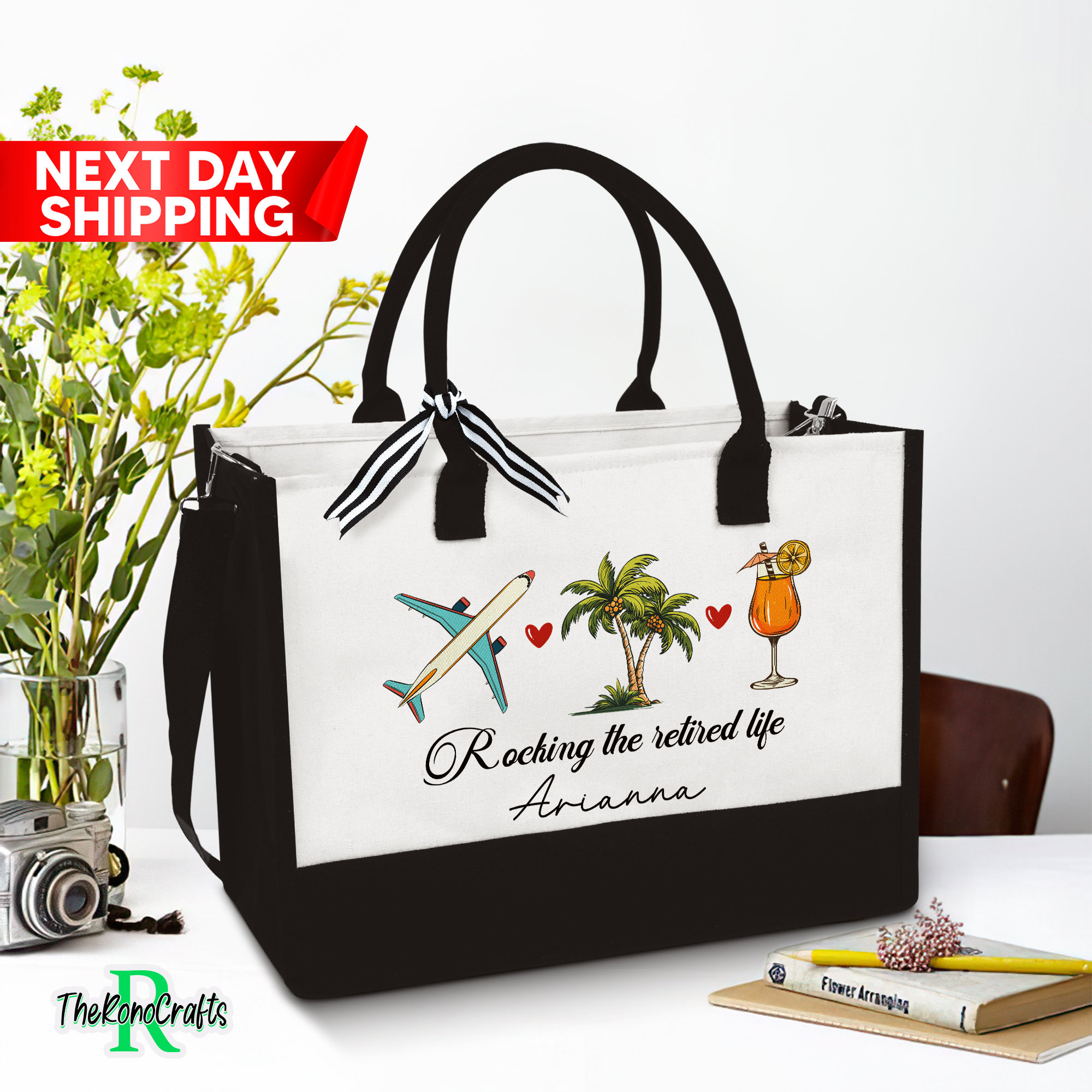 Custom Retirement Tote Bag, Rocking the Retired Life Bag, Retirement ...