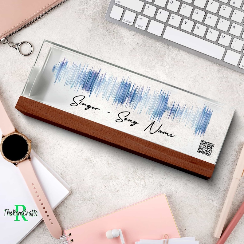 Soundwave Art Acrylic Plaque, Soundwave Print, Sound Wave With QR Code ...