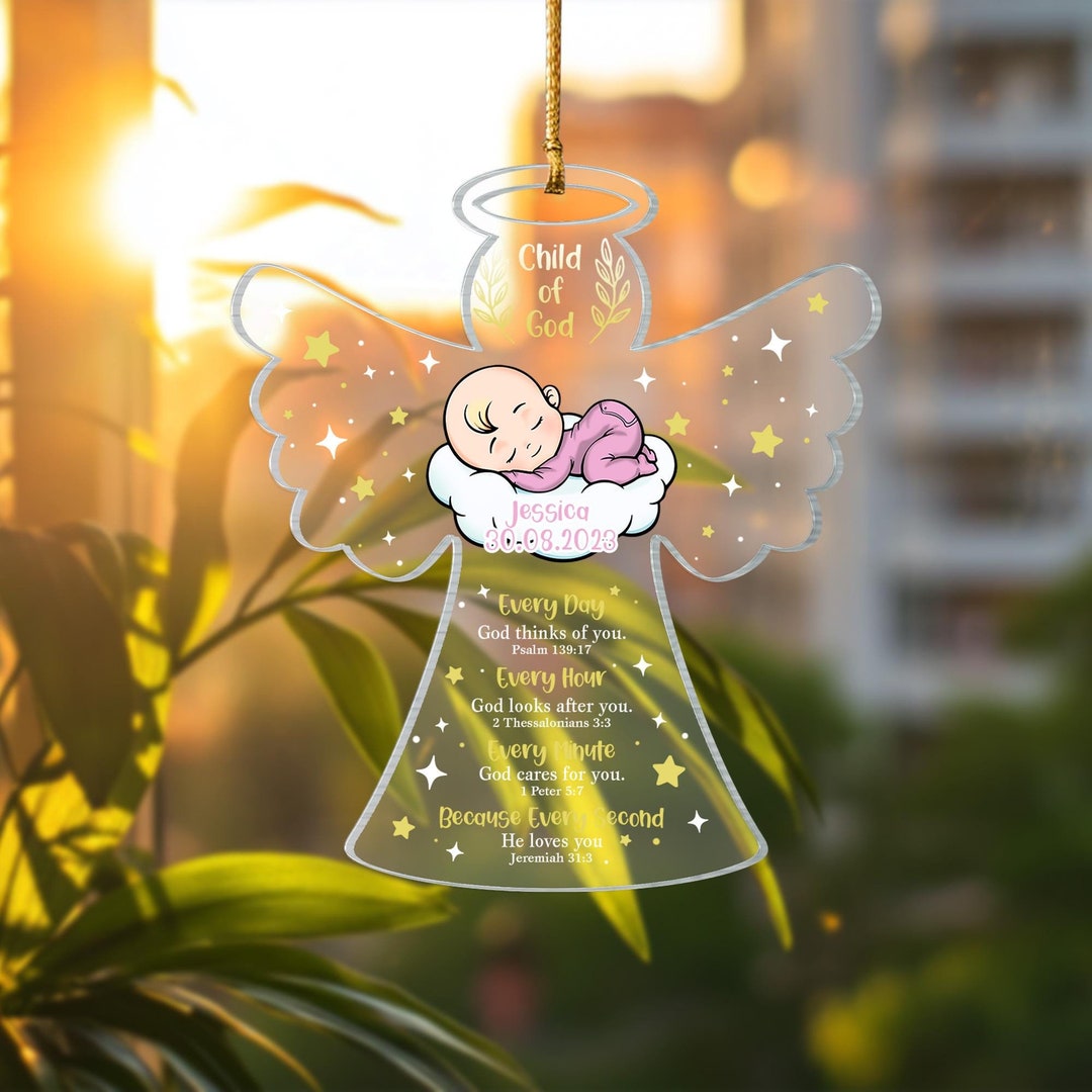 Baby Baptism Ornament, Christening Gift 2024, Personalized Dedication ...