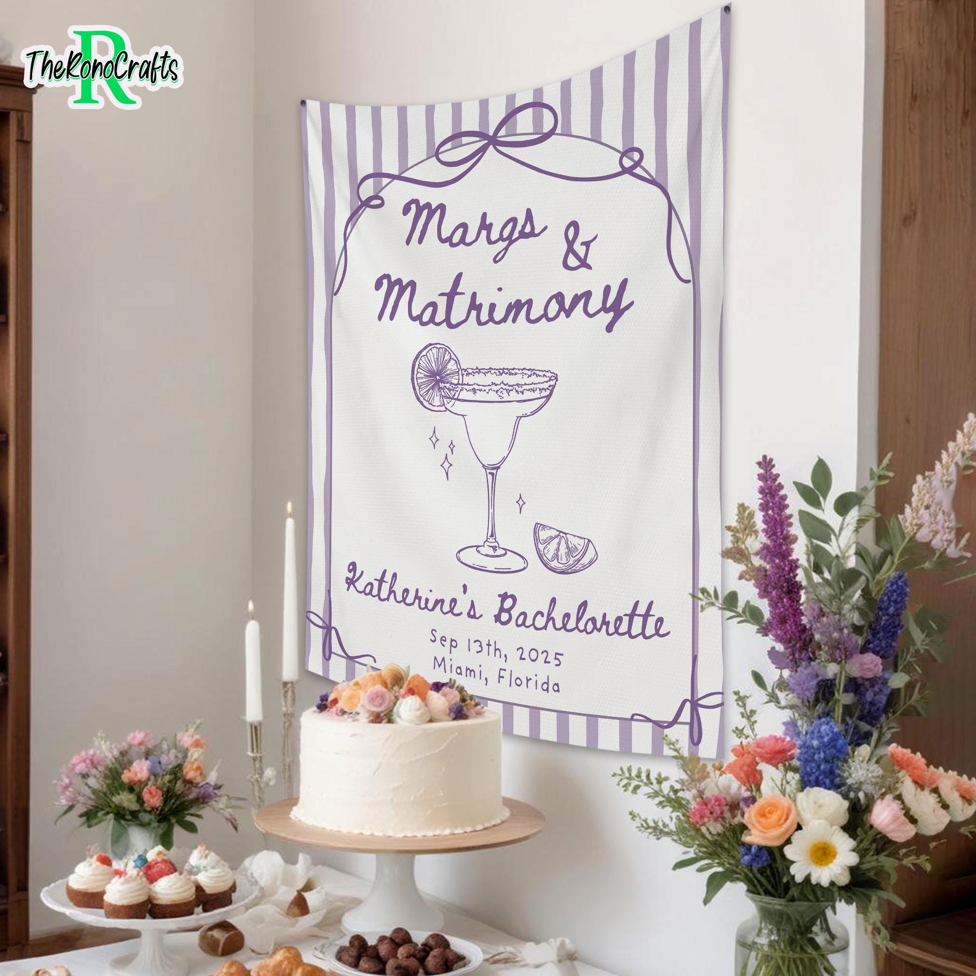Margs and Matrimony Bachelorette Party Tapestry, Margaritas and ...