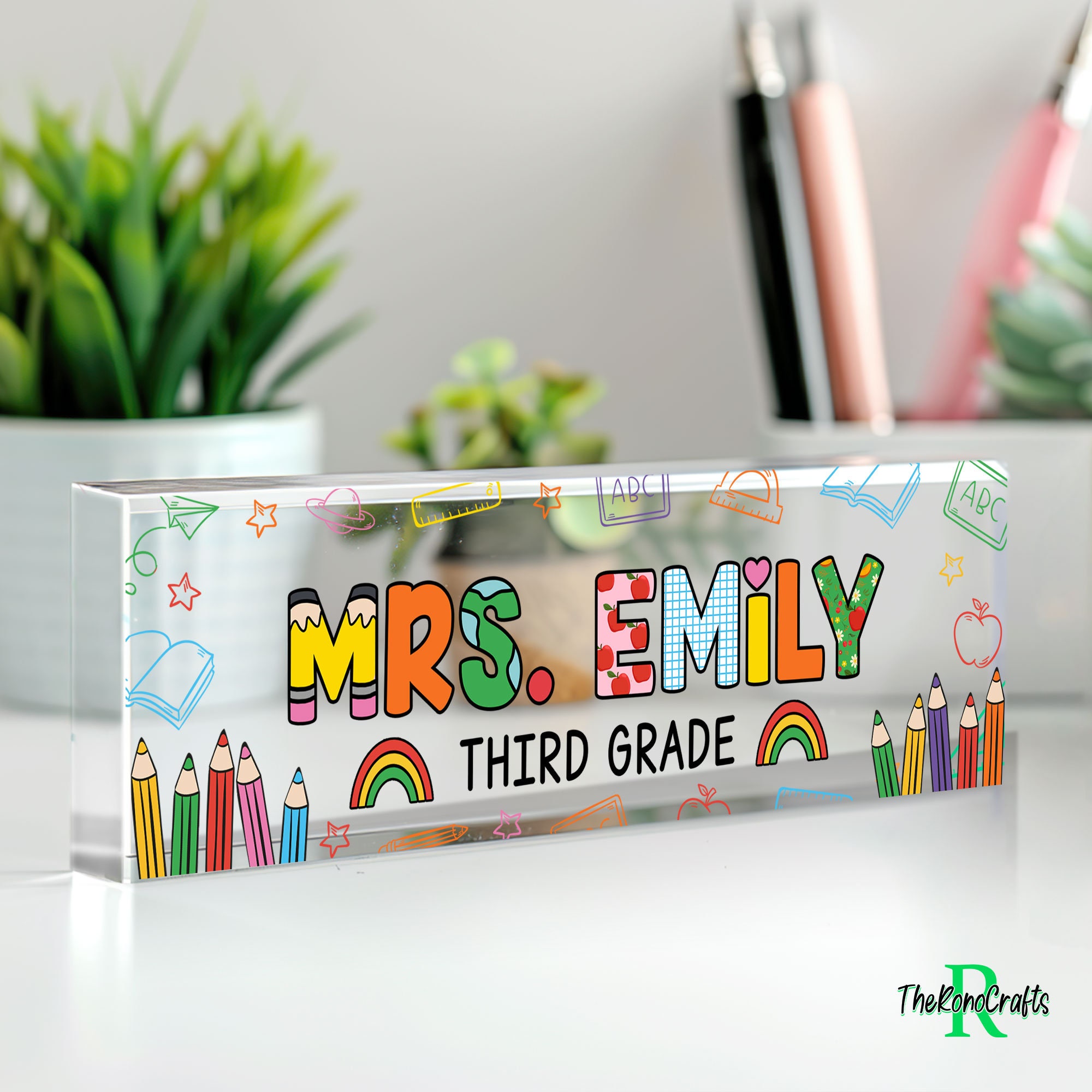 Custom Teacher Desk Name Plate, Teacher Name Plate, Personalized Name ...