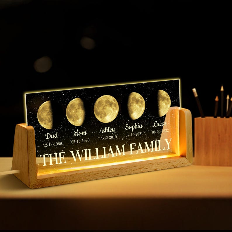 Personalized Family Moon Phase by Date Gift, Personalised Dad Mom Moon ...