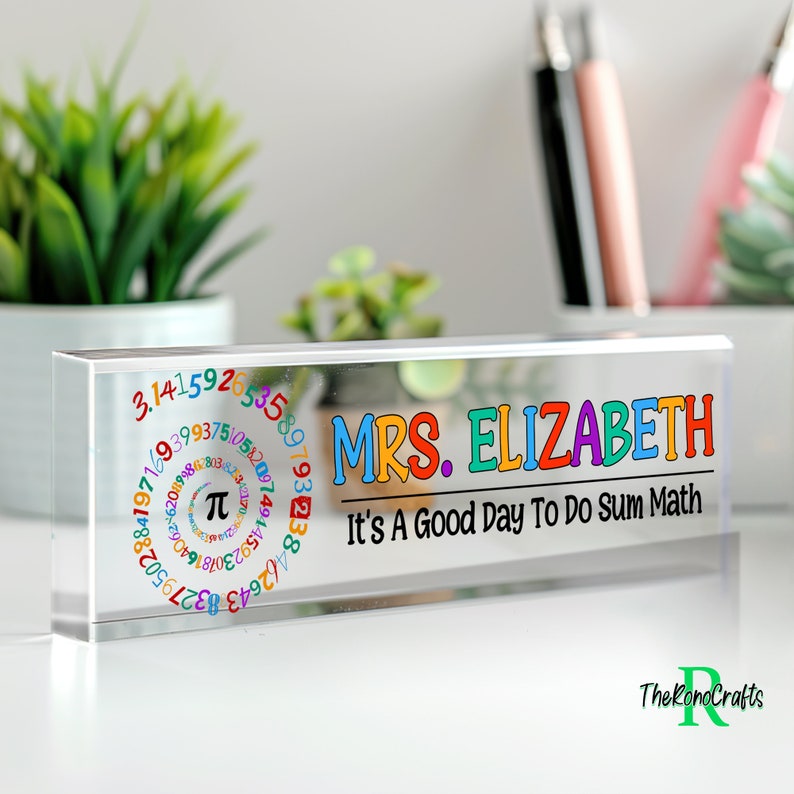 Personalized Math Teacher Desk Name Plate, Teacher Name Plate ...
