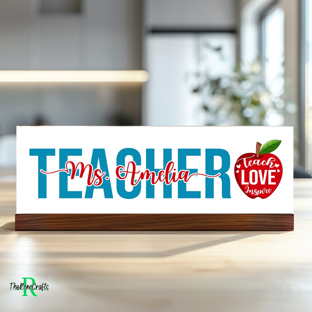 Personalized Teacher Acrylic Desk Name, Teacher Name Plate ...