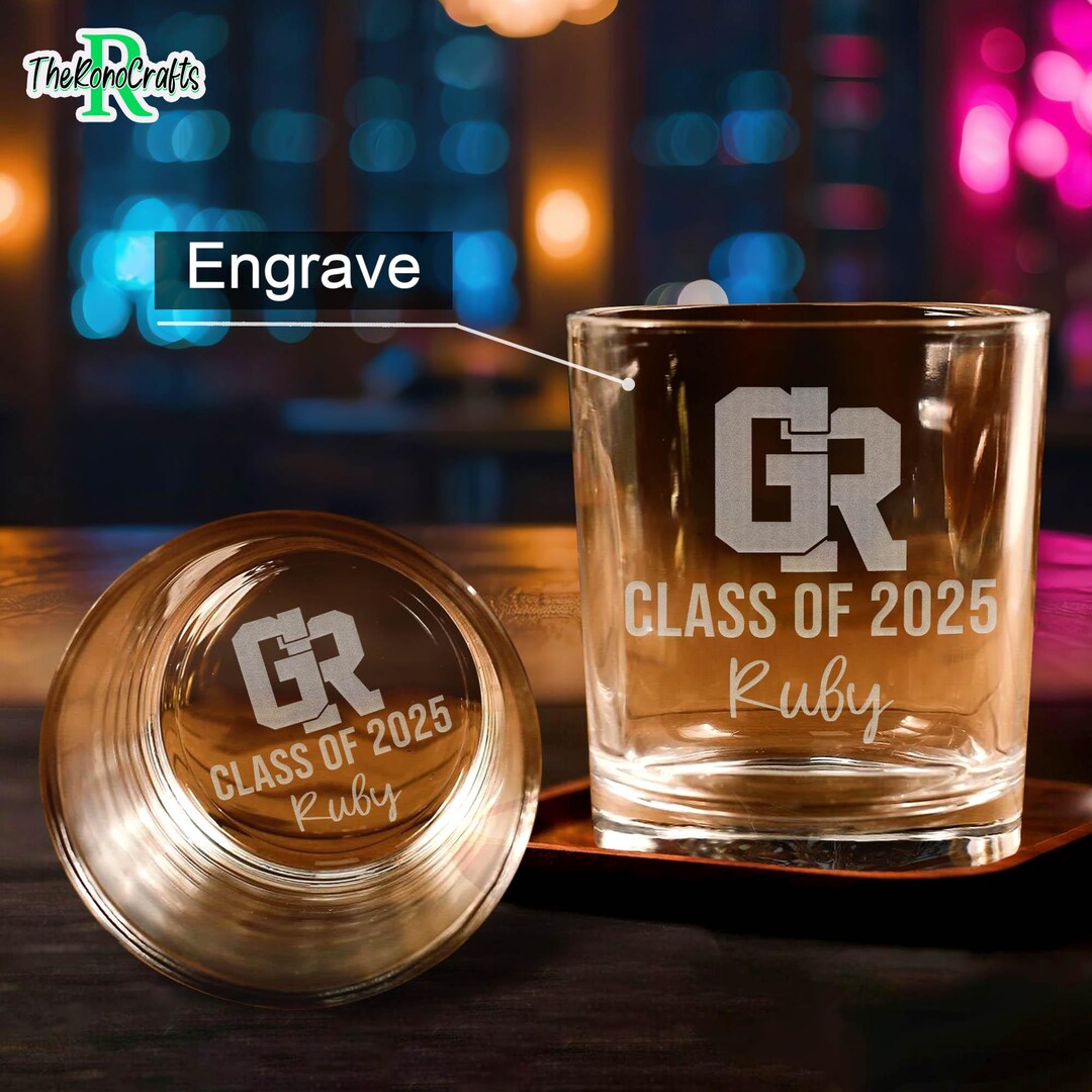 Personalized College Graduation Gift, Custom School Logo Glass, Rock ...