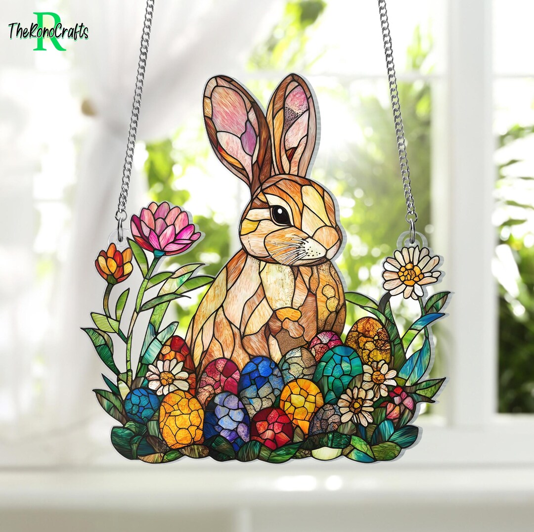 Easter Bunny Acrylic Suncatcher, Easter Egg Window Decor, Easter ...