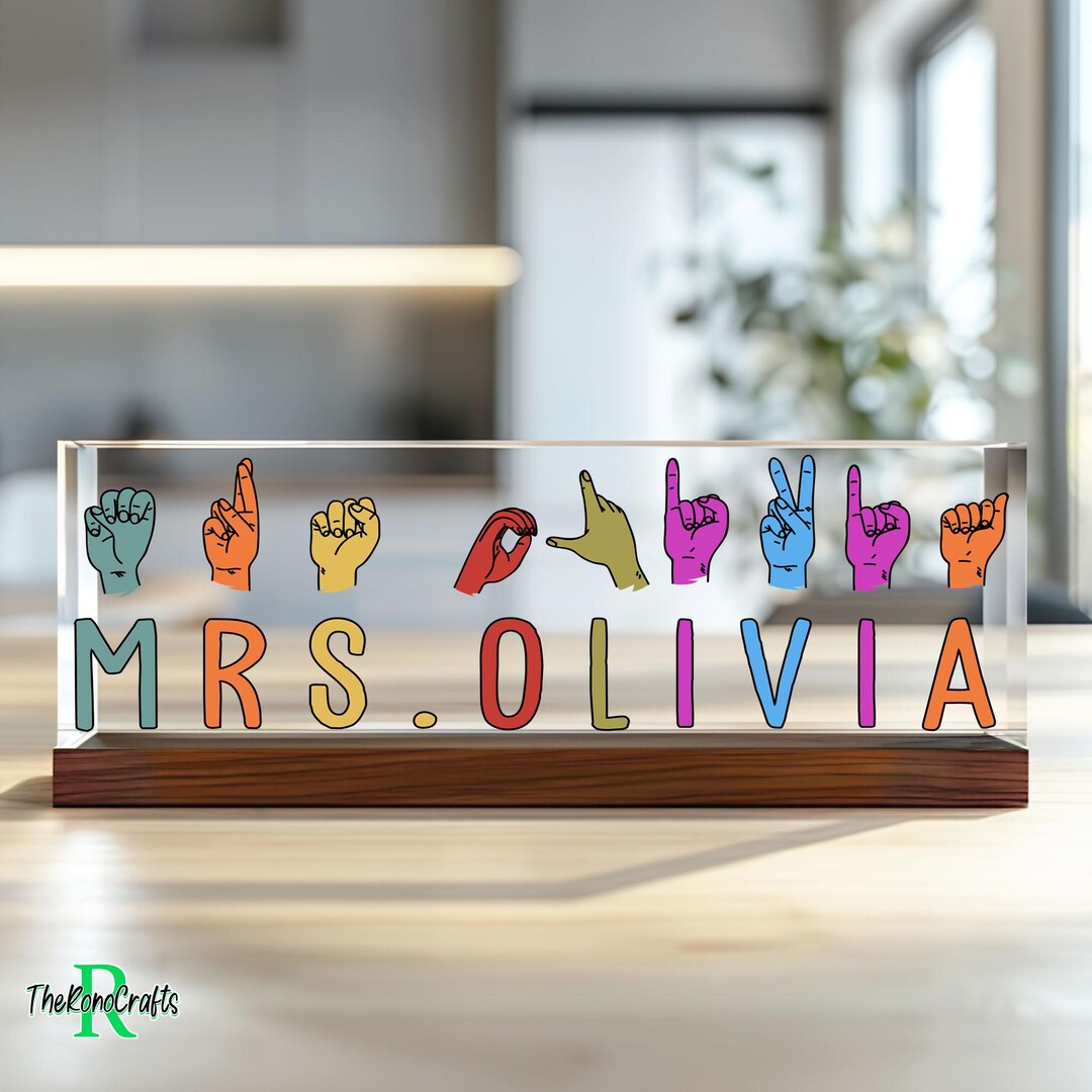 Personalized Sign Language Desk Nameplate, Sign Language Gift, ASL Gift ...