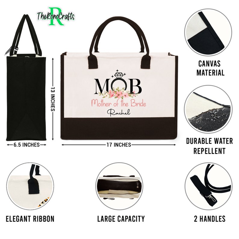 Custom Mother of the Bride Tote Bag, Mother of the Groom Bag, Matching ...