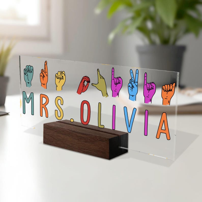 Personalized Sign Language Desk Nameplate, Sign Language Gift, ASL Gift ...